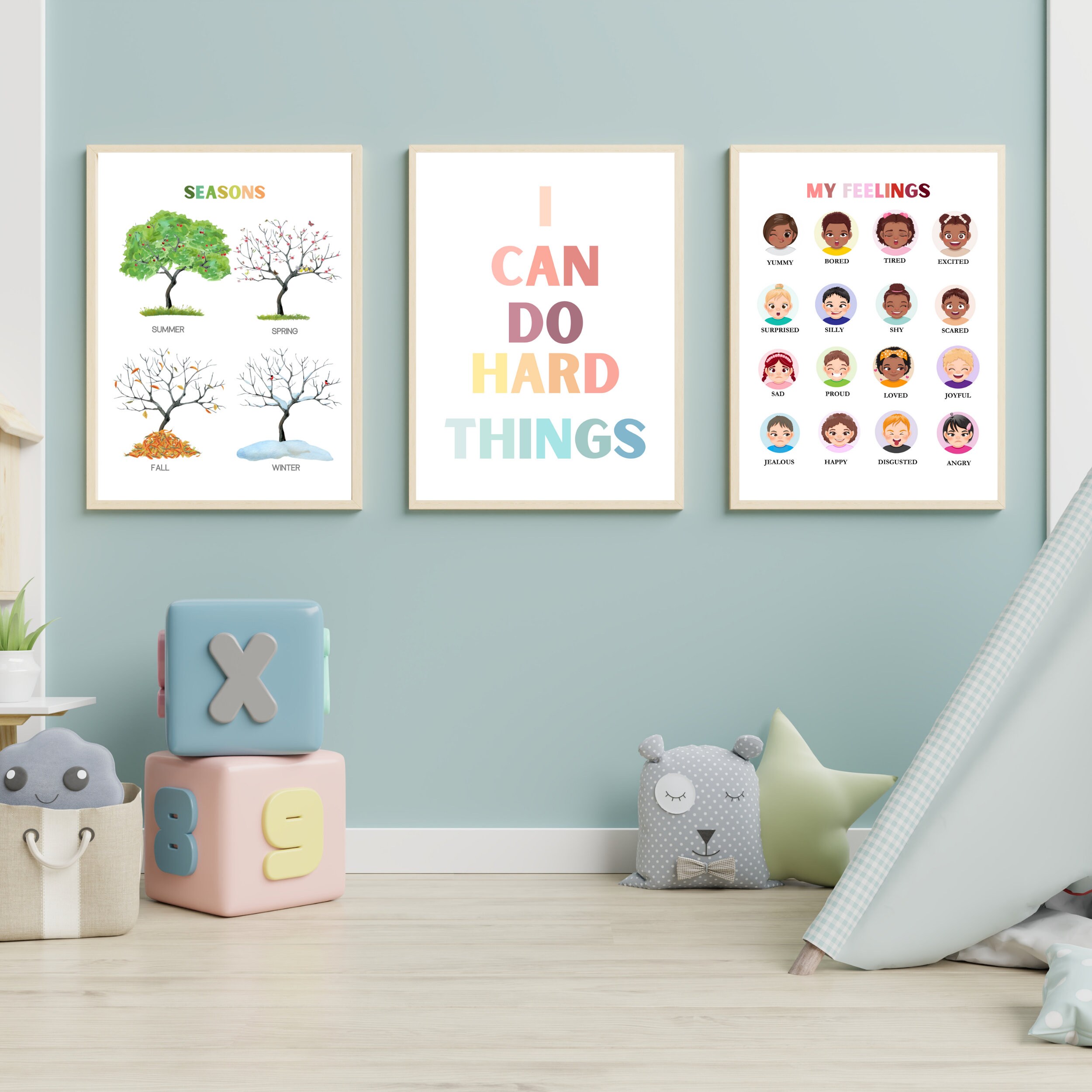 Educational Posters for Kids, Set of 12 Homeschool Prints, Montessori ...