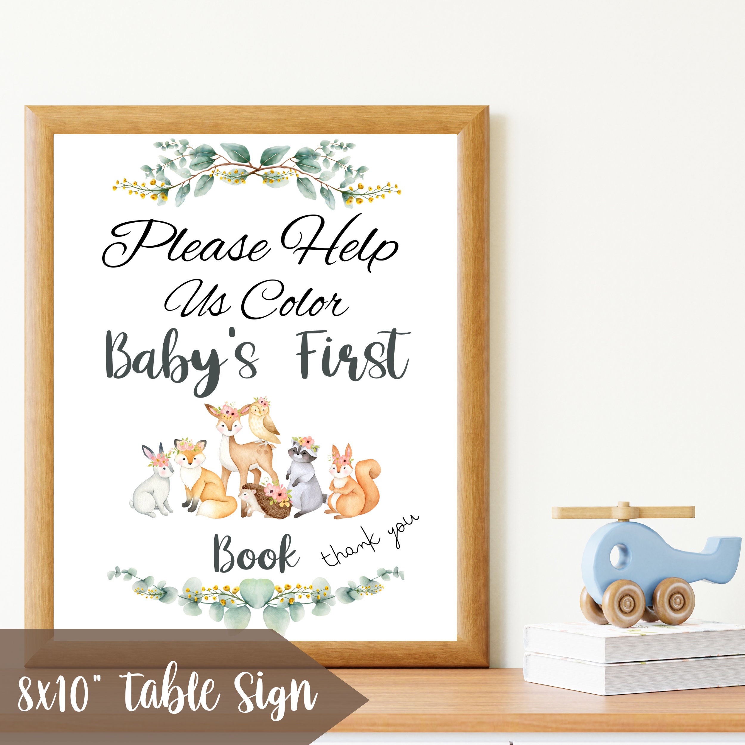 ABC Coloring Book Baby Shower Game Woodland Greenery Alphabet - Etsy