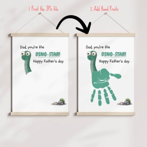 Papa Handprint Art Fathers Day Gift Dinosaur Handprint Craft DIY ...
