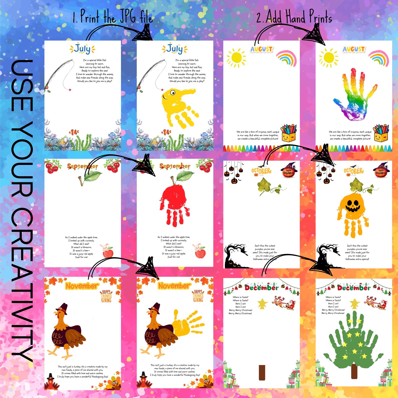 Handprint Memory Book Printable: Prek-kindergarten Keepsake (PDF) - Etsy