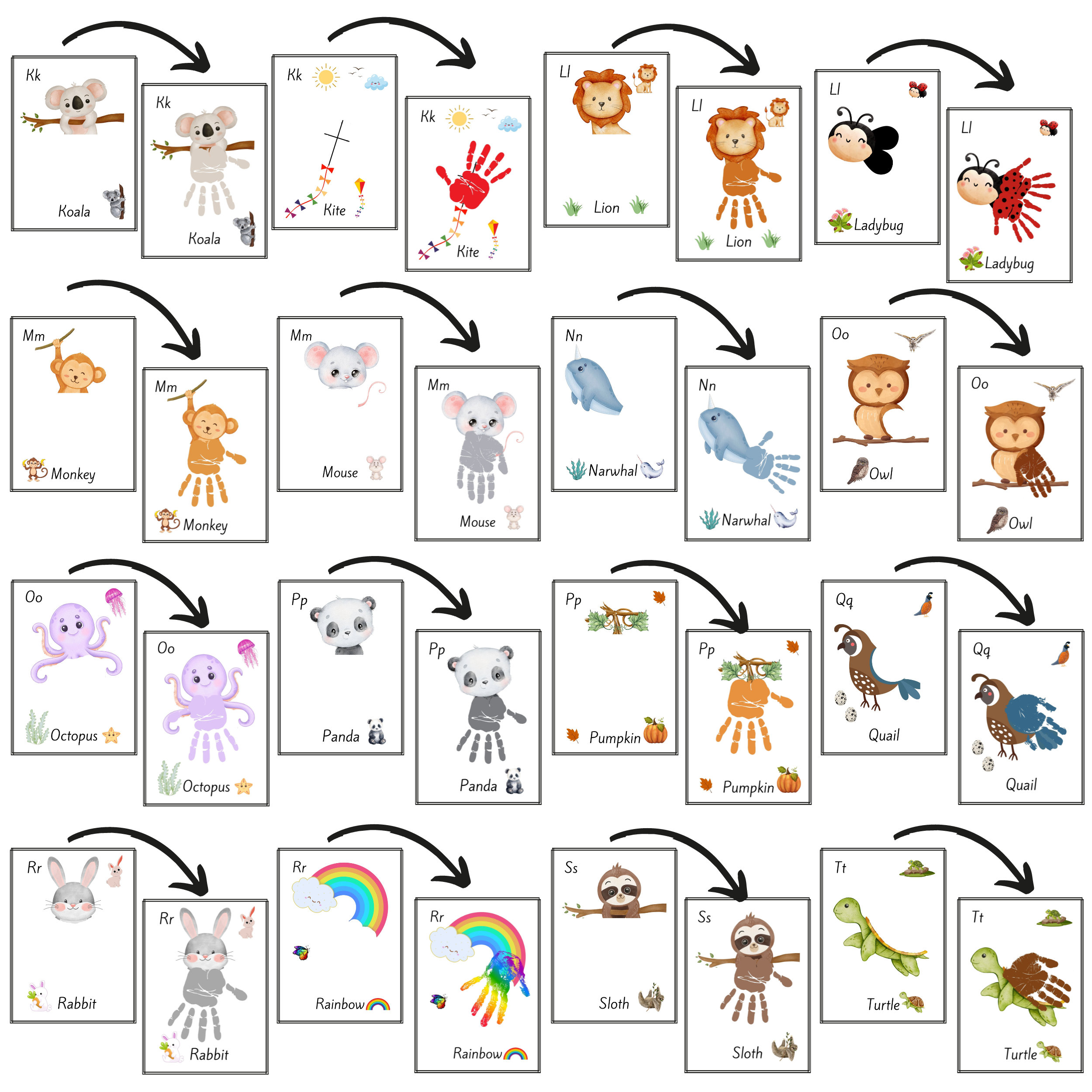 Alphabet Handprint Art: A-Z Animal Footprint Memory Book (digital ...
