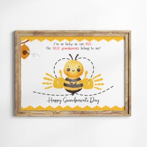 Bee Grandparents Day Card: Handprint Footprint Art Keepsake (printable ...