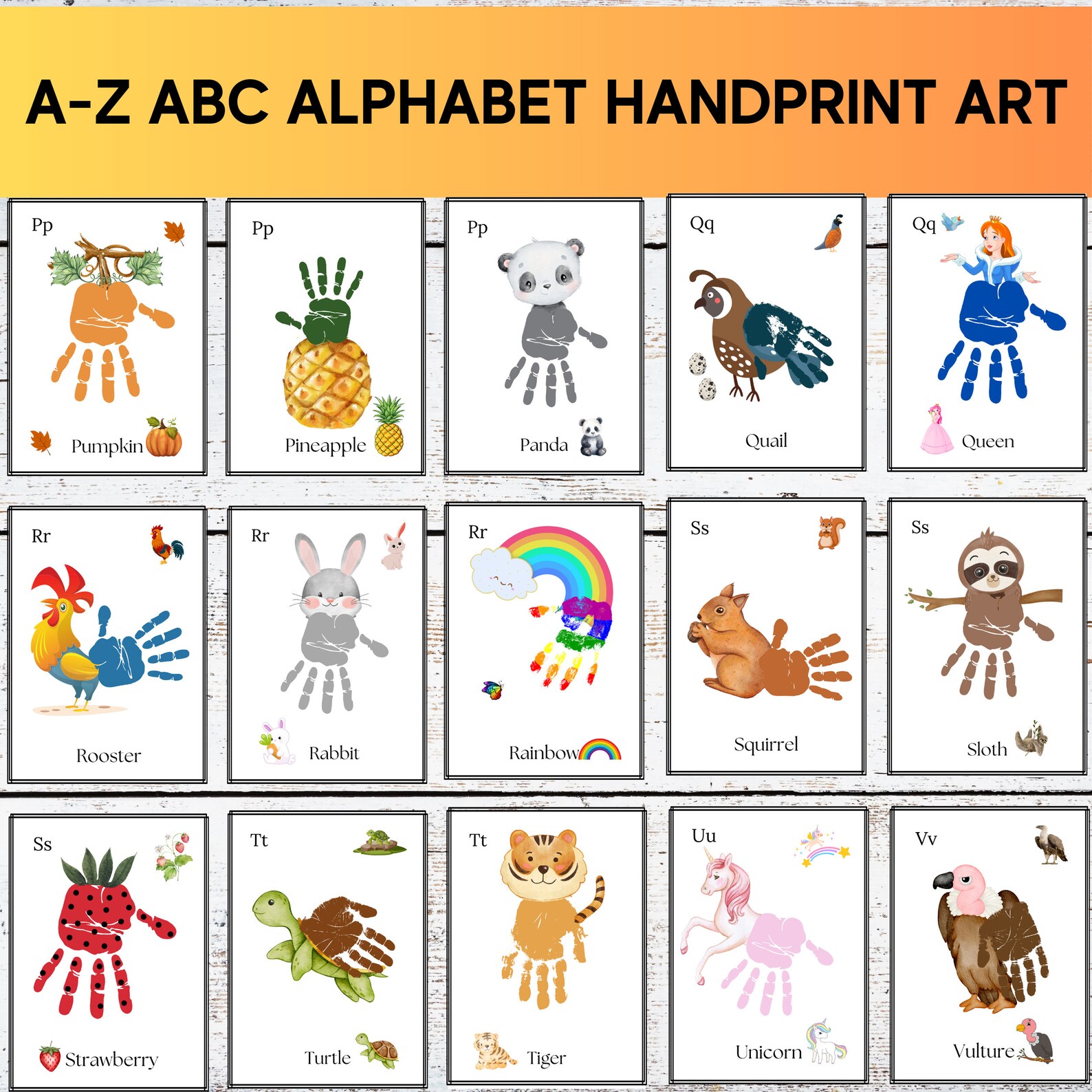 Handprint Alphabet Book - ABC Handprint Art for Kids, A-Z Phonic ...