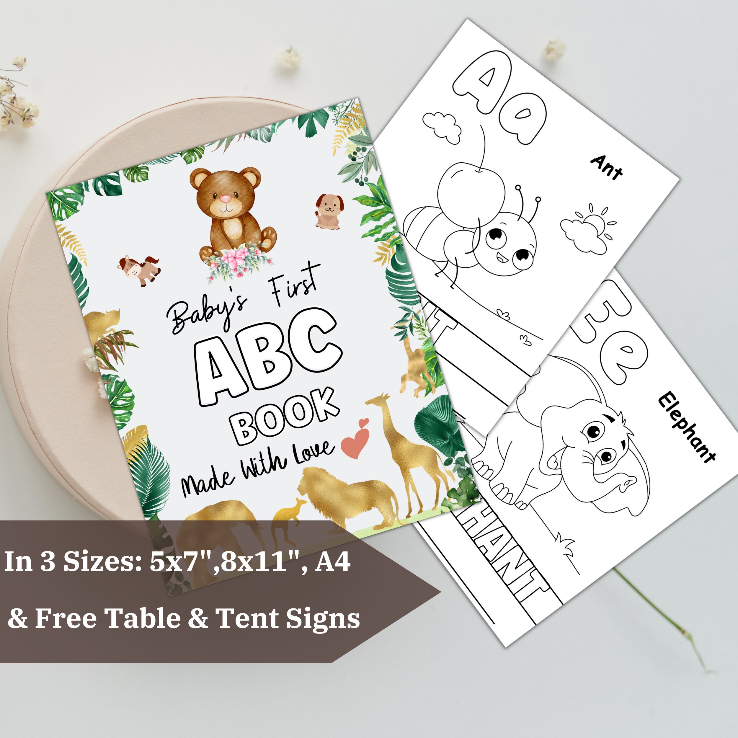Safari Baby Shower ABC Book, Woodland Baby Book, Custom Baby Alphabet ...