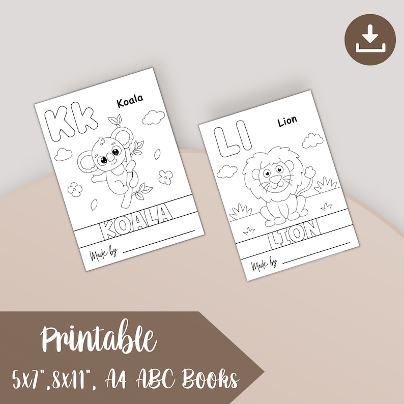 Safari ABC Coloring Book: Printable Baby Shower Activity (digital ...
