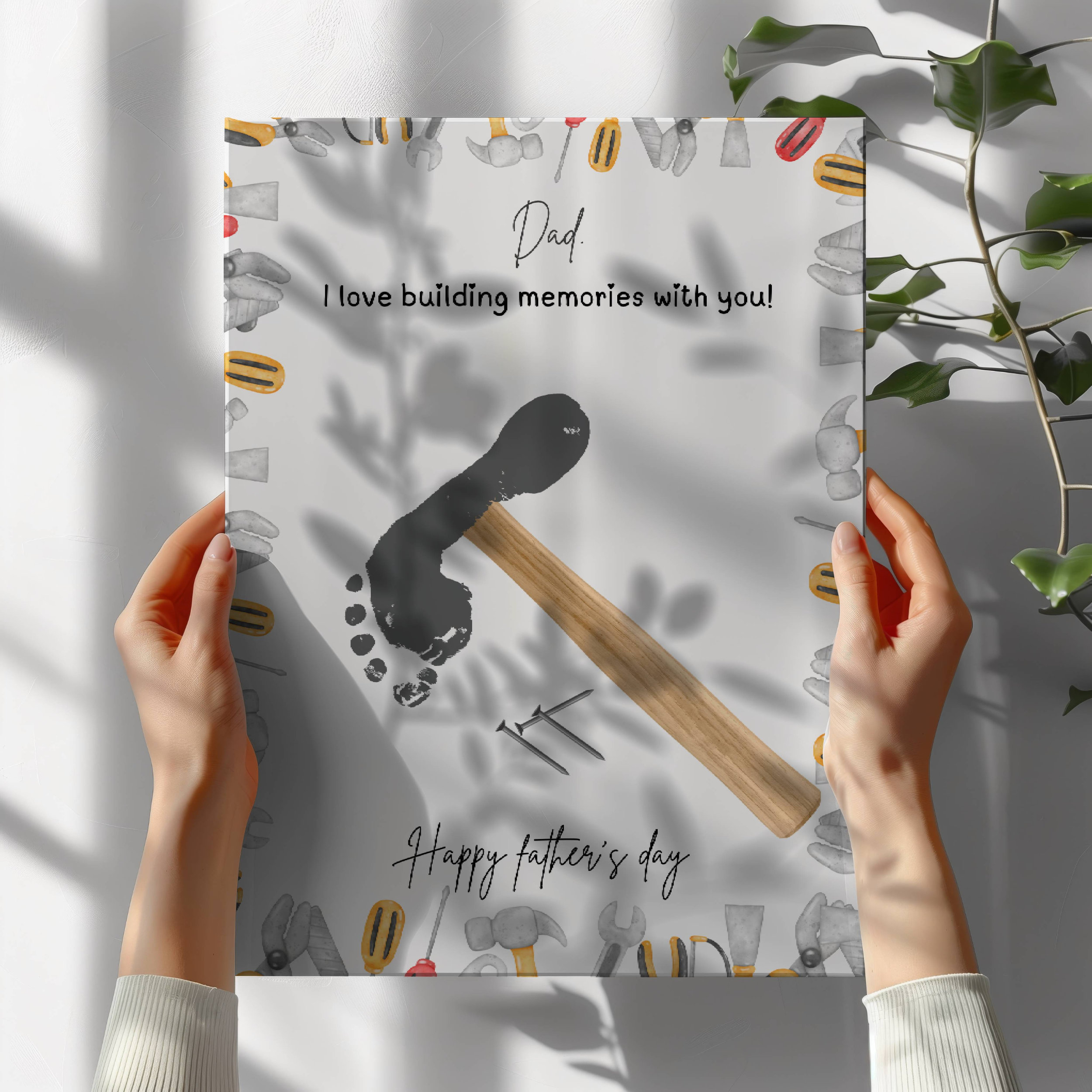 Hammer Footprint Art Father’s Day Craft Gift for Dad Toddler Baby ...