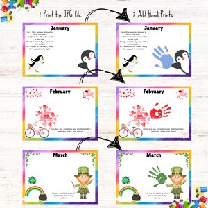 Handprint Memory Book Printable for Kids, Monthly Printable Keepsake ...