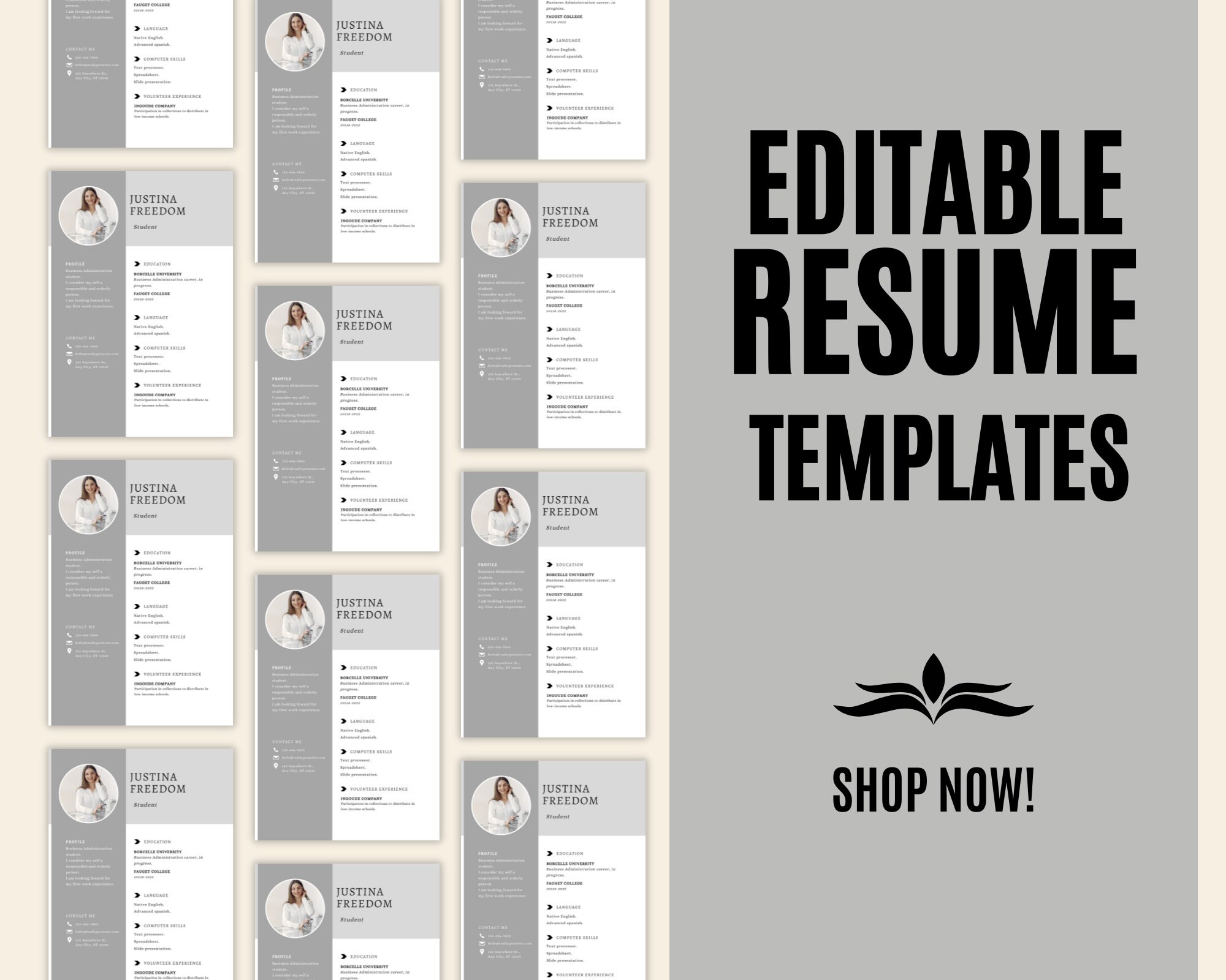 Student Cv Resume || Printable Work || Digital Design || Editable Job ...