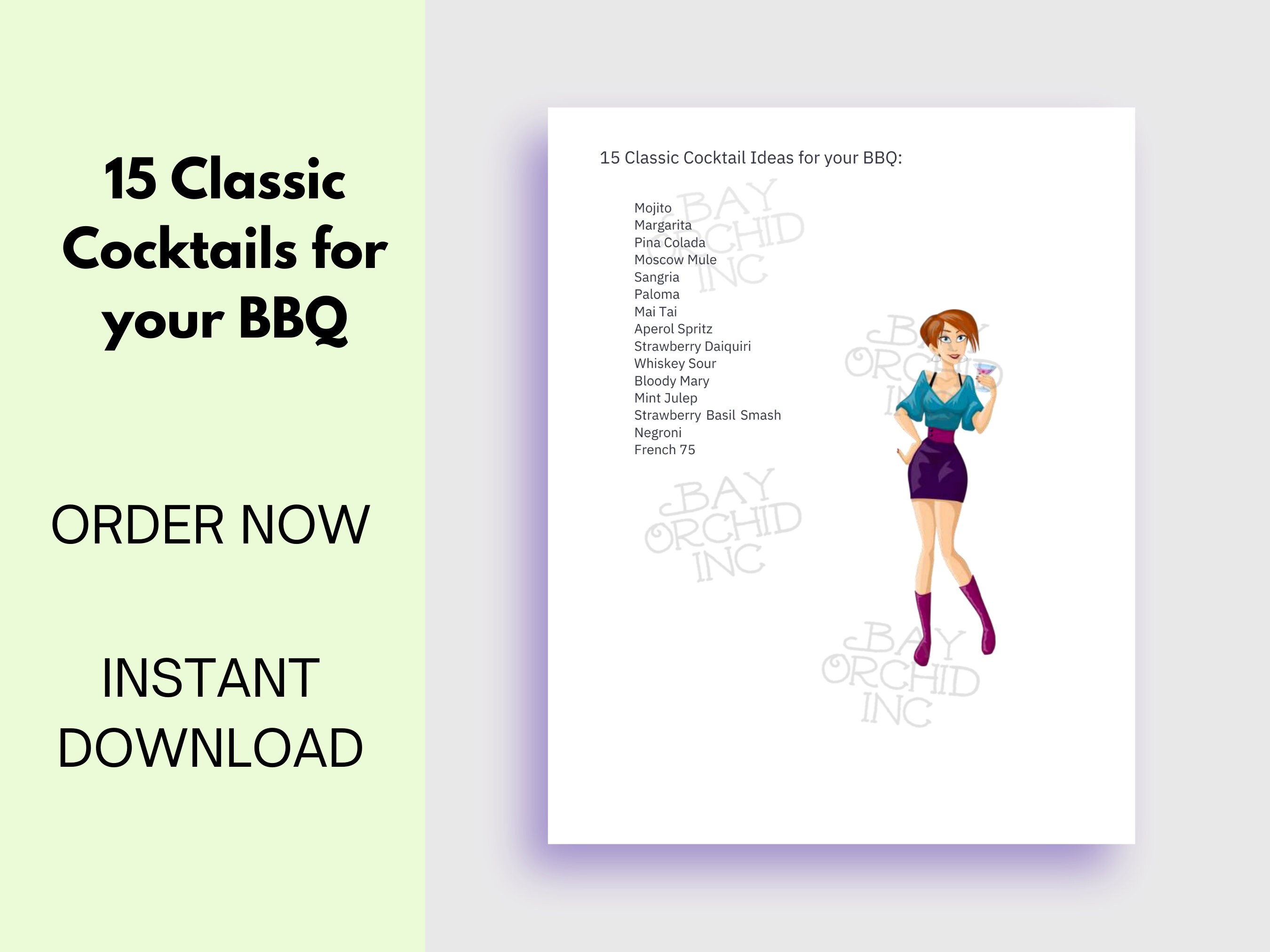 BBQ COCKTAILS PRINTABLE, Bbq Elements Prepping Checklist Download ...
