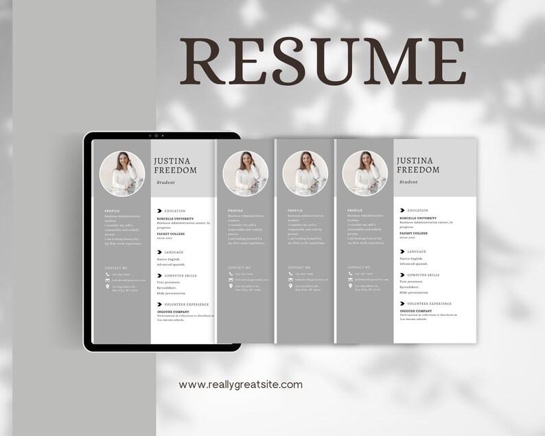 Student Cv Resume || Printable Work || Digital Design || Editable Job ...