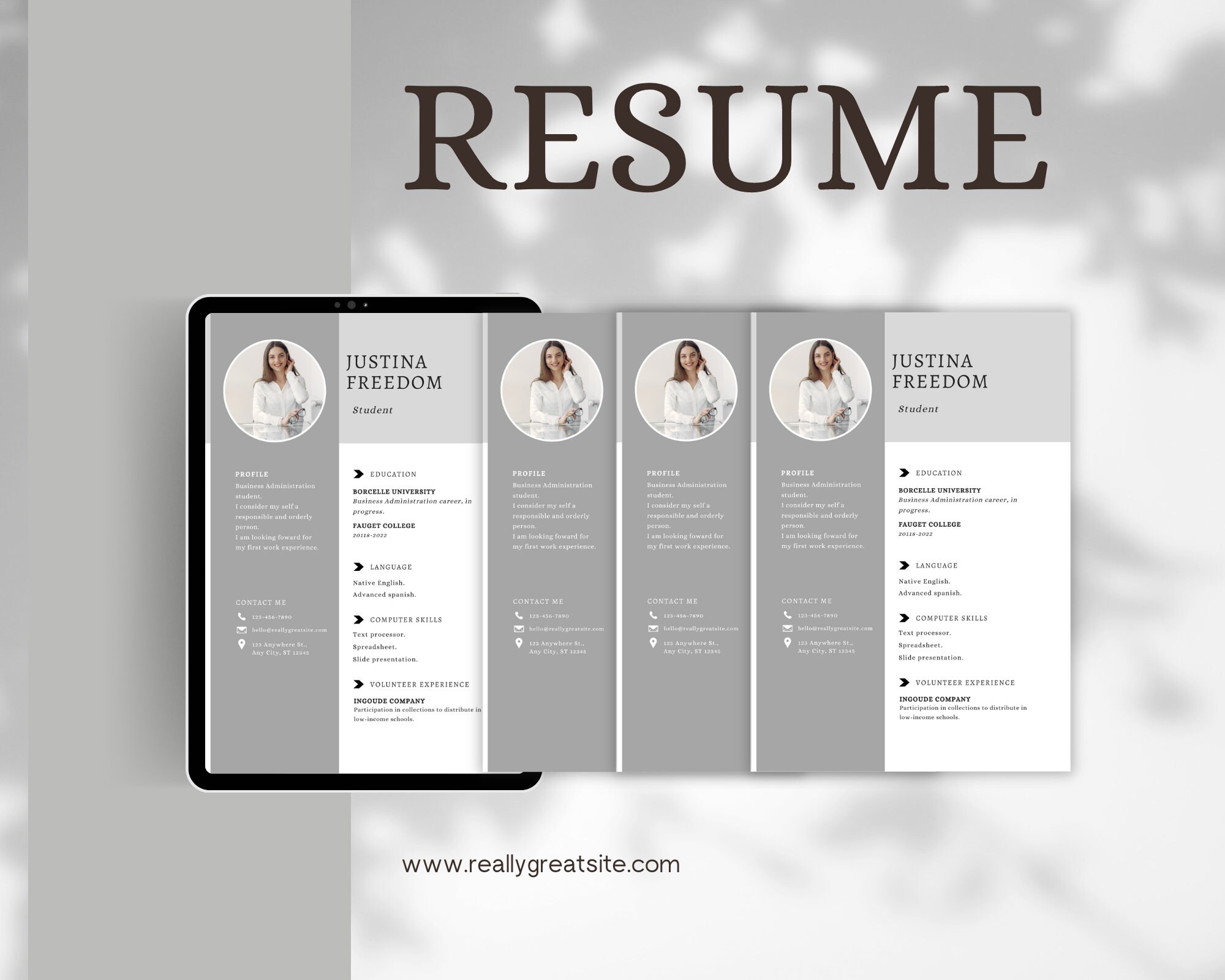 Student Cv Resume || Printable Work || Digital Design || Editable Job ...