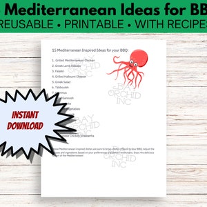 BBQ MEDITERRANEAN PRINTABLE, Bbq Recipe Prepping Checklist Download ...