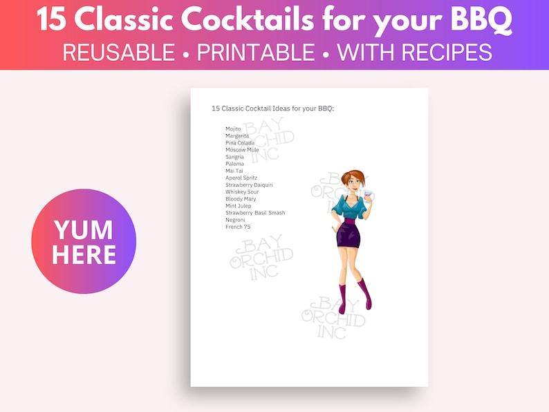 BBQ COCKTAILS PRINTABLE, Bbq Elements Prepping Checklist Download ...