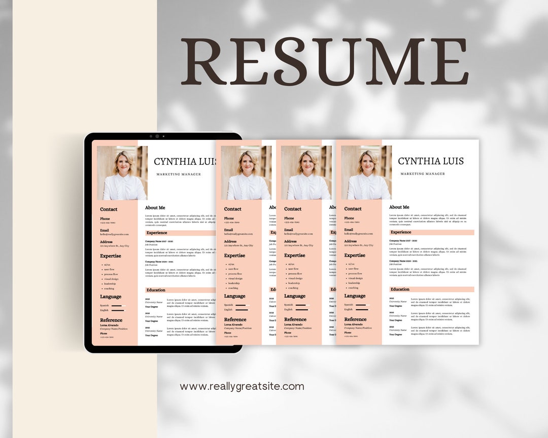 Editable Resume Template | Printable Job Application (digital Design ...