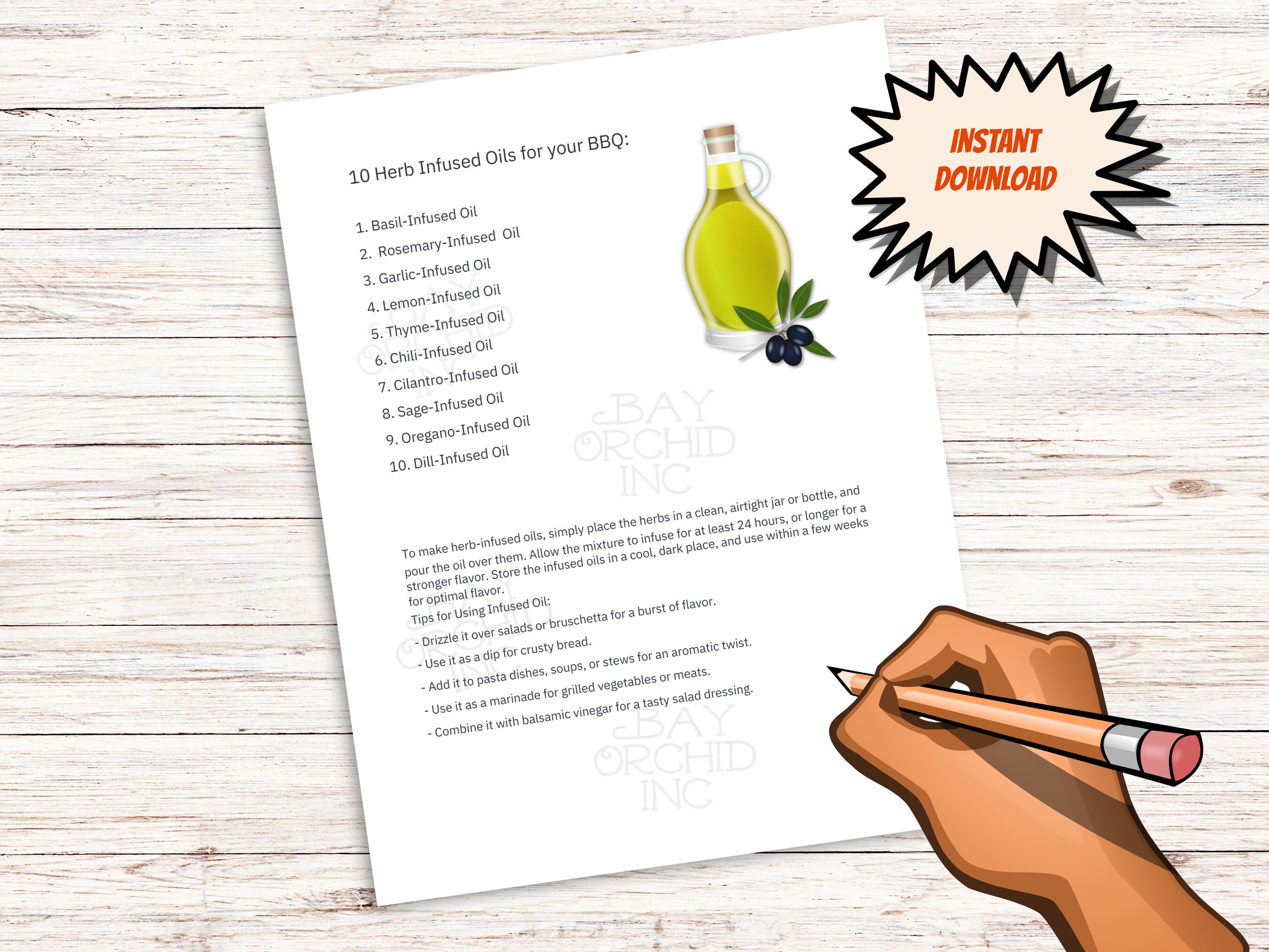 INFUSED OILS PRINTABLE, Bbq Elements Prepping Checklist Download ...