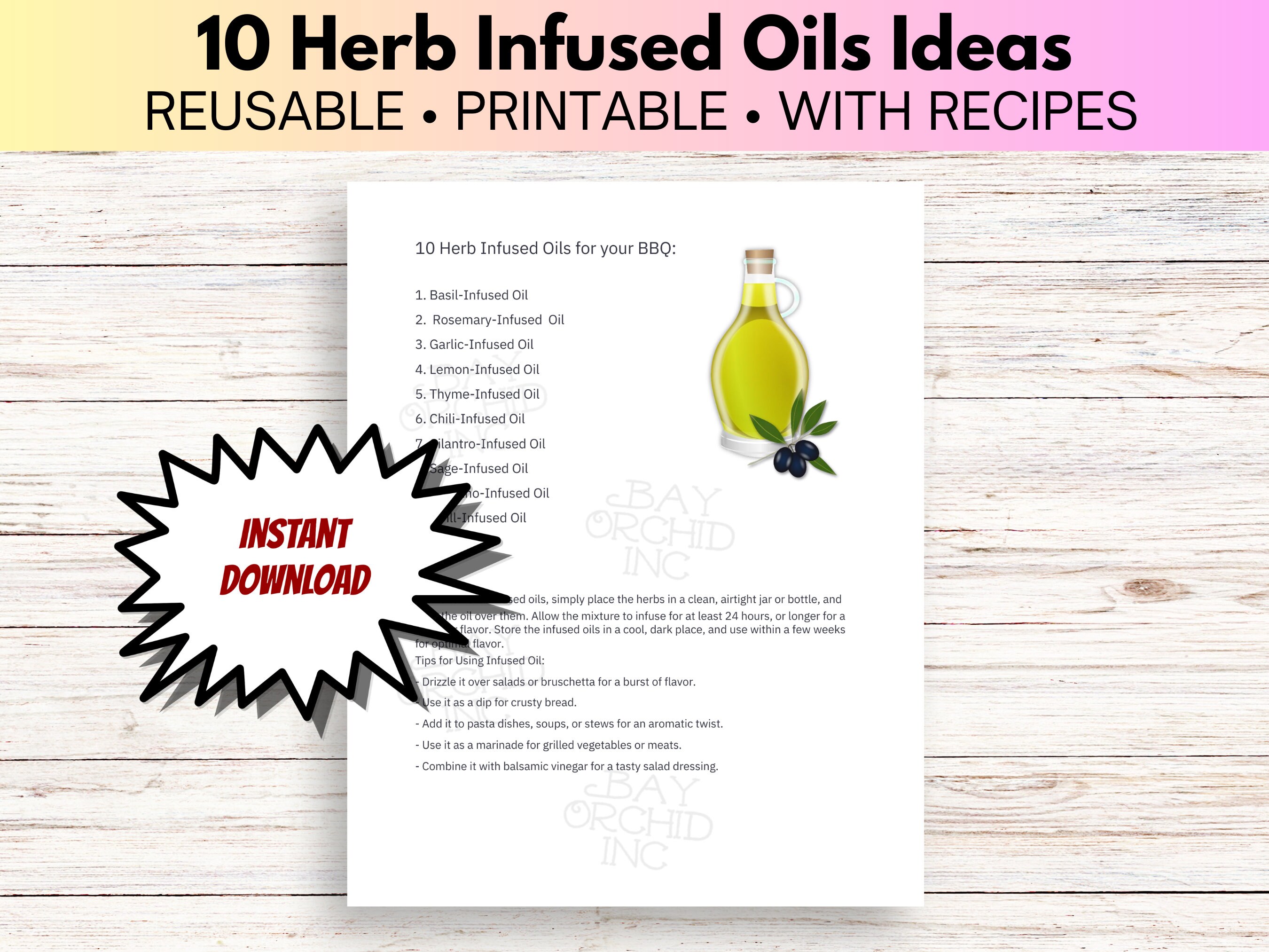 INFUSED OILS PRINTABLE, Bbq Elements Prepping Checklist Download ...