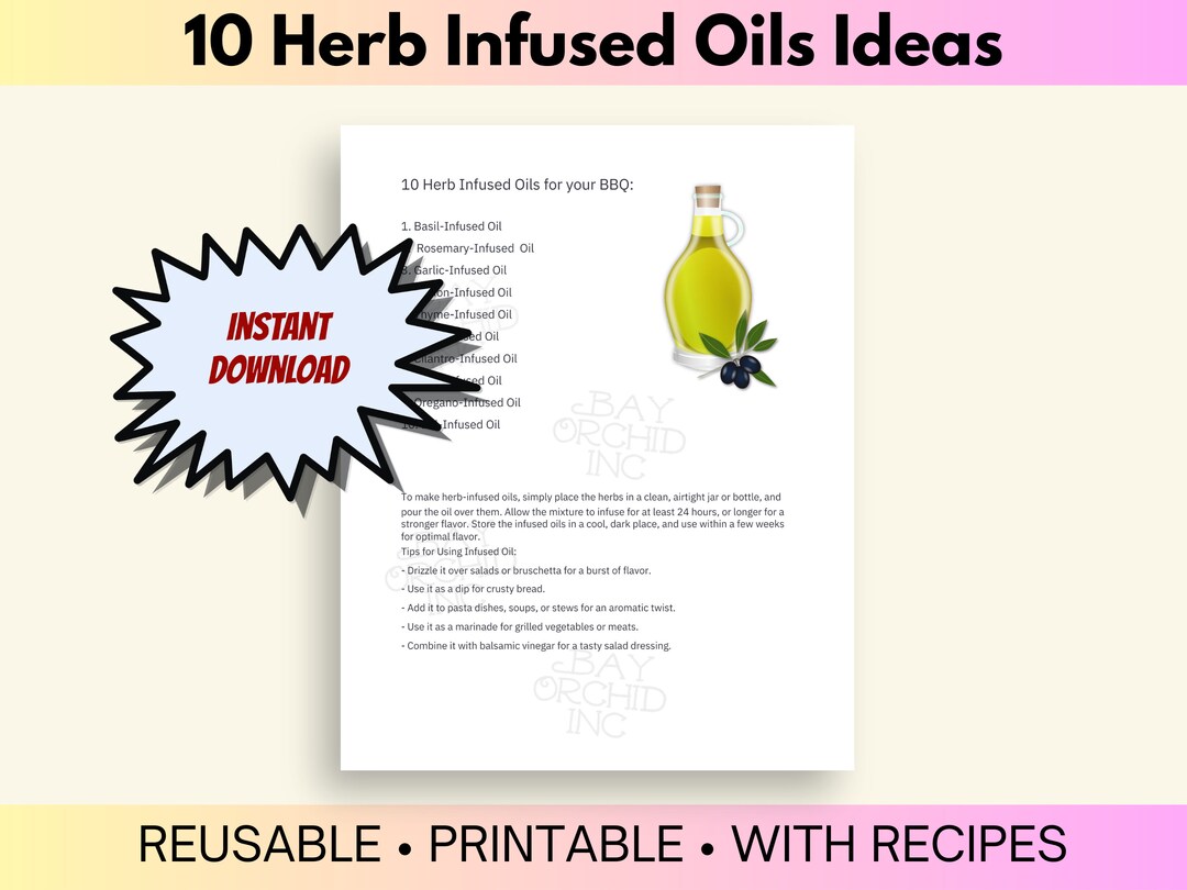 INFUSED OILS PRINTABLE, Bbq Elements Prepping Checklist Download ...