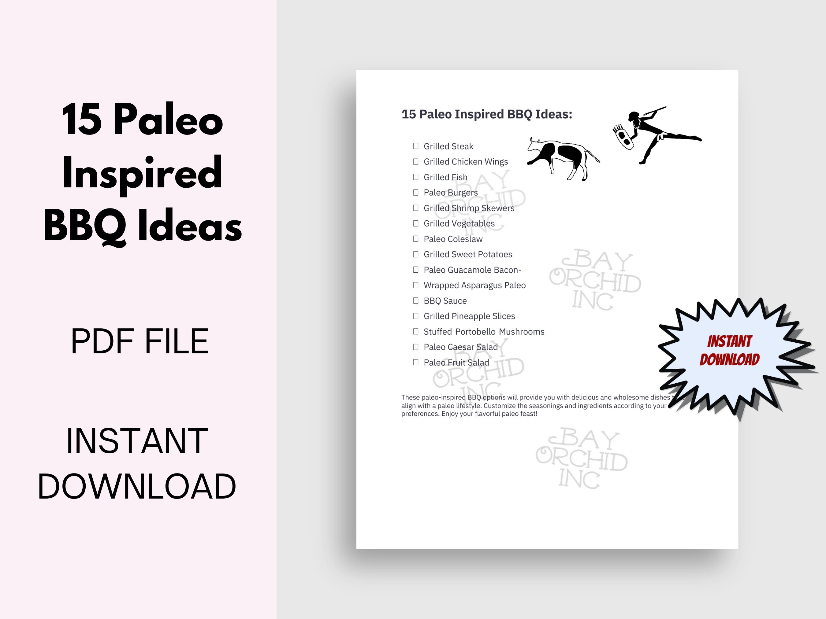 BBQ PALEO PRINTABLE, Bbq Elements Prepping Checklist Download, Barbecue ...