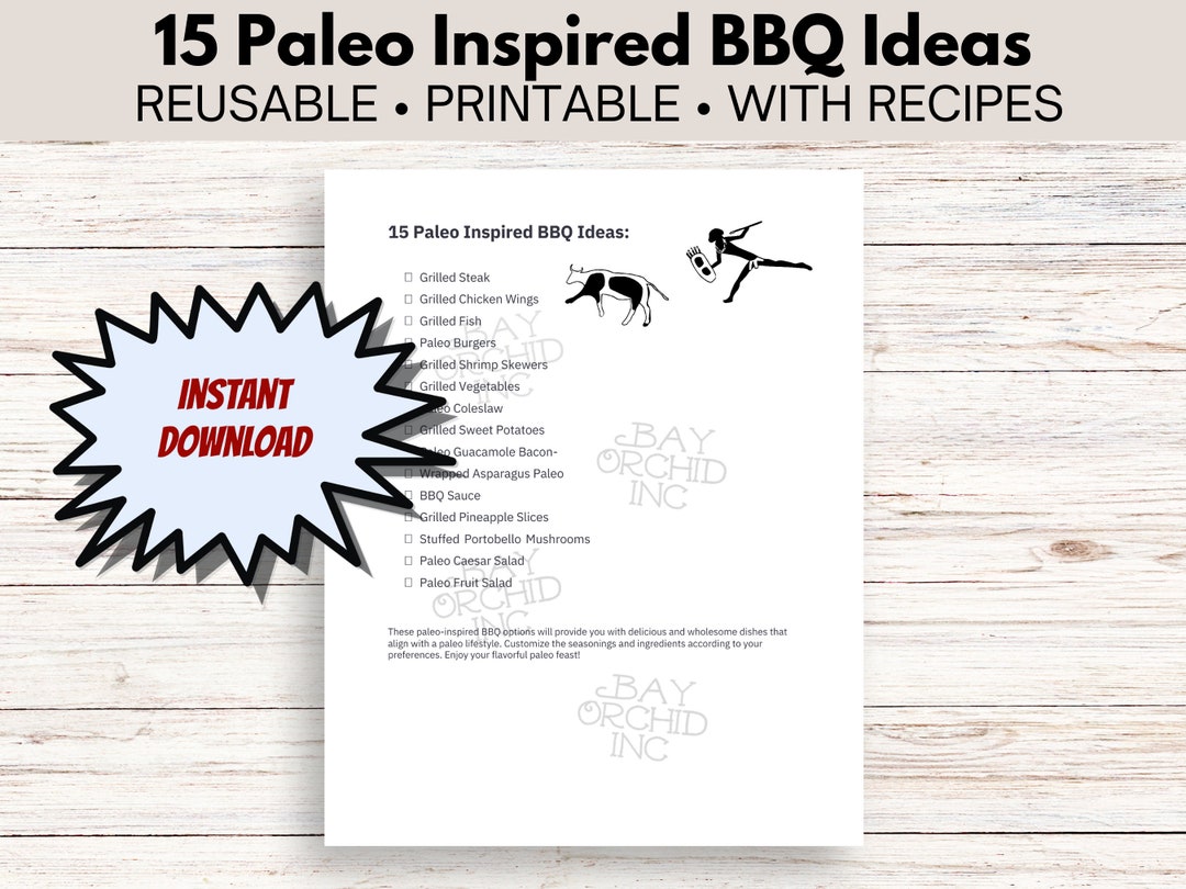 BBQ PALEO PRINTABLE, Bbq Elements Prepping Checklist Download, Barbecue ...