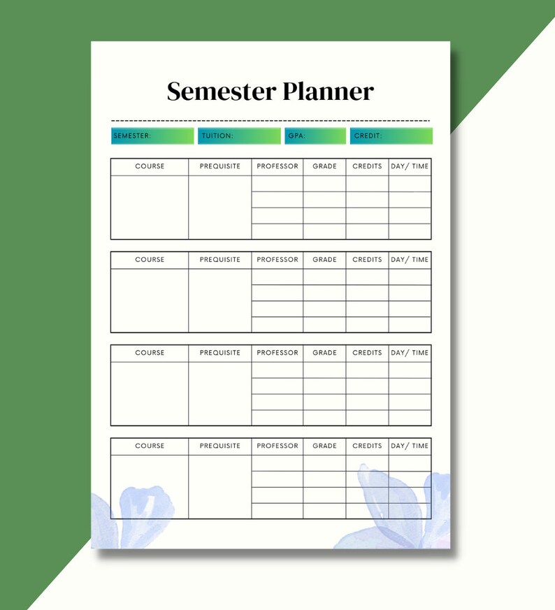 Semester Planner Printable | College Semester Planner | Study Planner ...