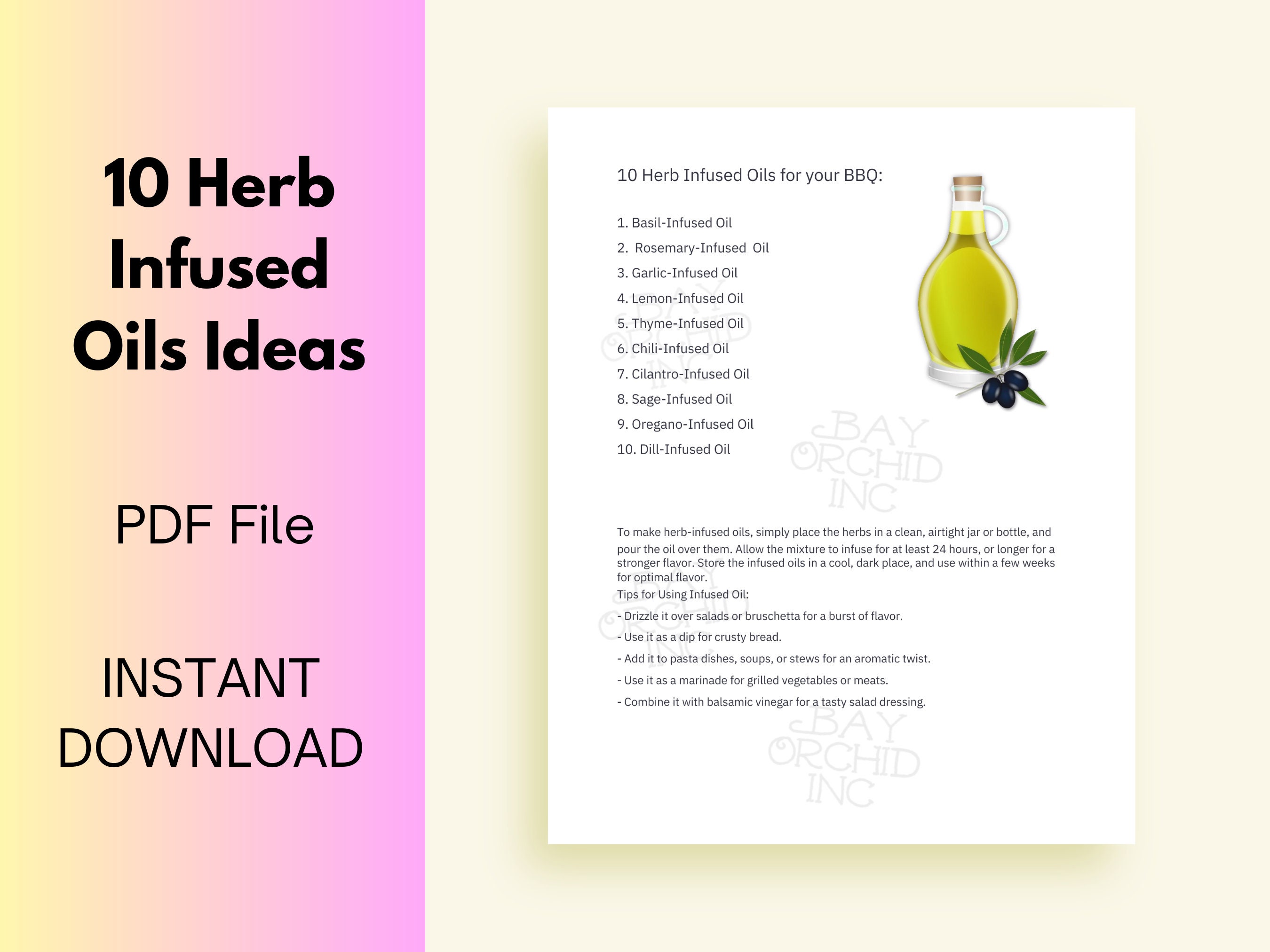 INFUSED OILS PRINTABLE, Bbq Elements Prepping Checklist Download ...