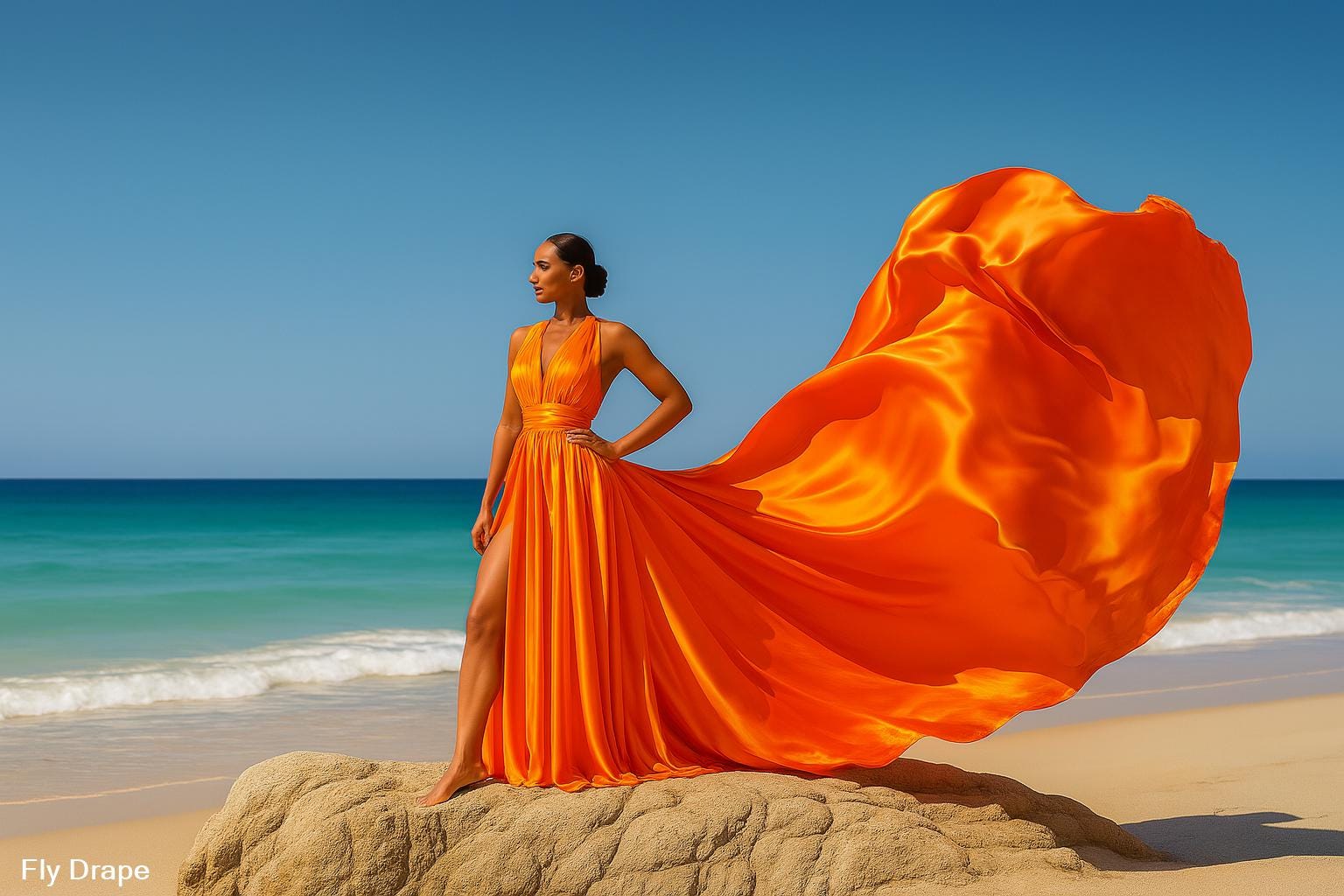 Red Flying Dress for Photoshoot, Long Flowing Satin Gown With Train ...