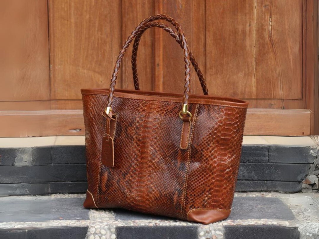Snakeskin Tote Bag, Python Shoulder Bags, Fashionable Snakeskin Totes ...