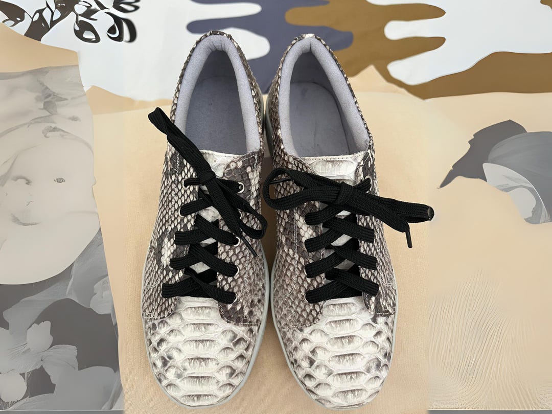 Gray Snakeskin Shoes Sneakers Style Anti Slip Rubber Sole - Etsy