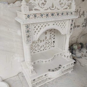 White Marble Temple for Home , Puja Mandir With Inlay Work Marble - Etsy UK