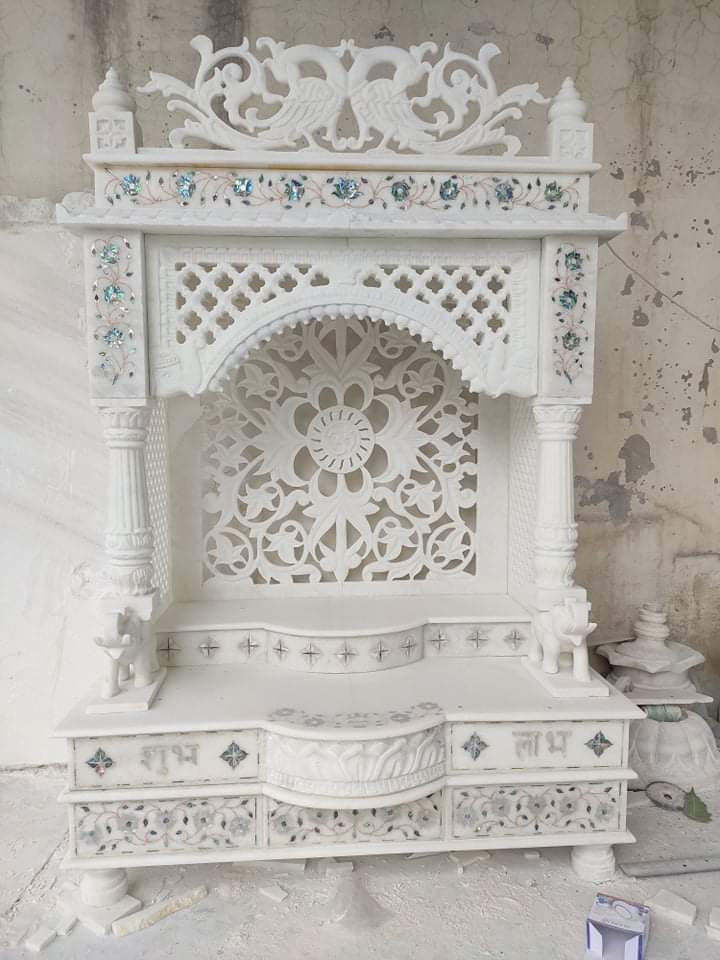 White Marble Temple for Home , Puja Mandir With Inlay Work Marble - Etsy