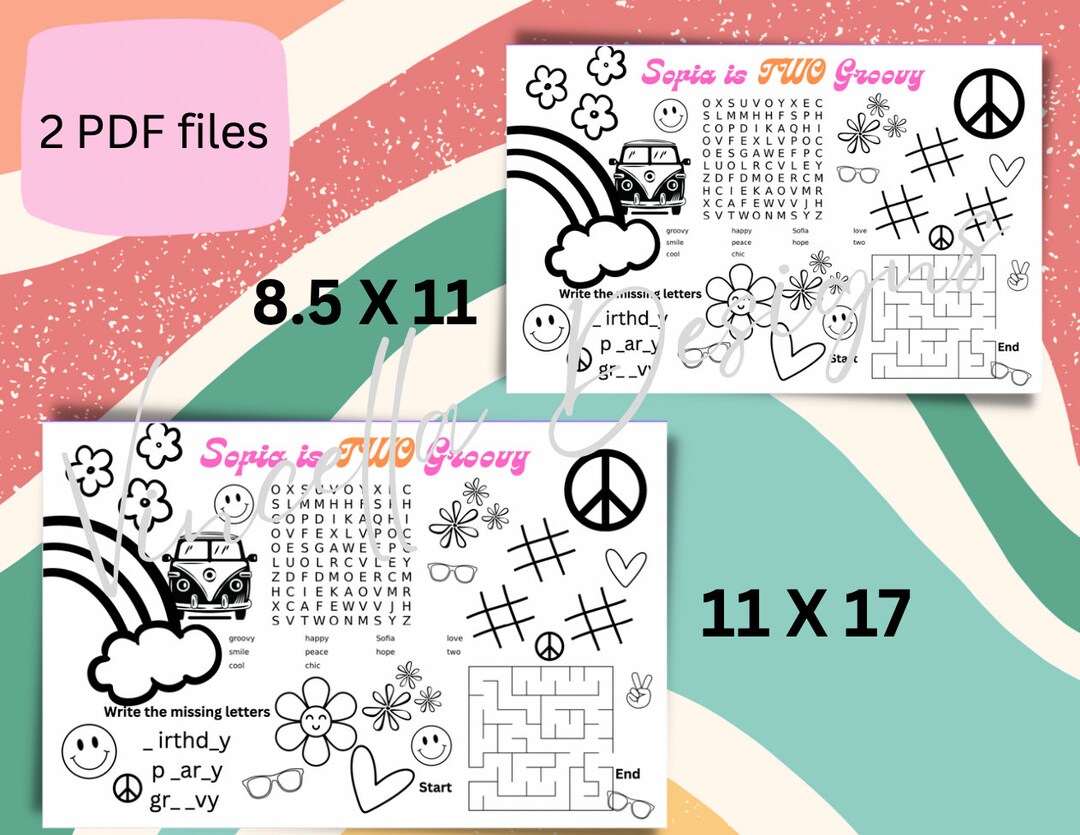 Groovy Party Coloring Page Personalized Groovy Coloring - Etsy