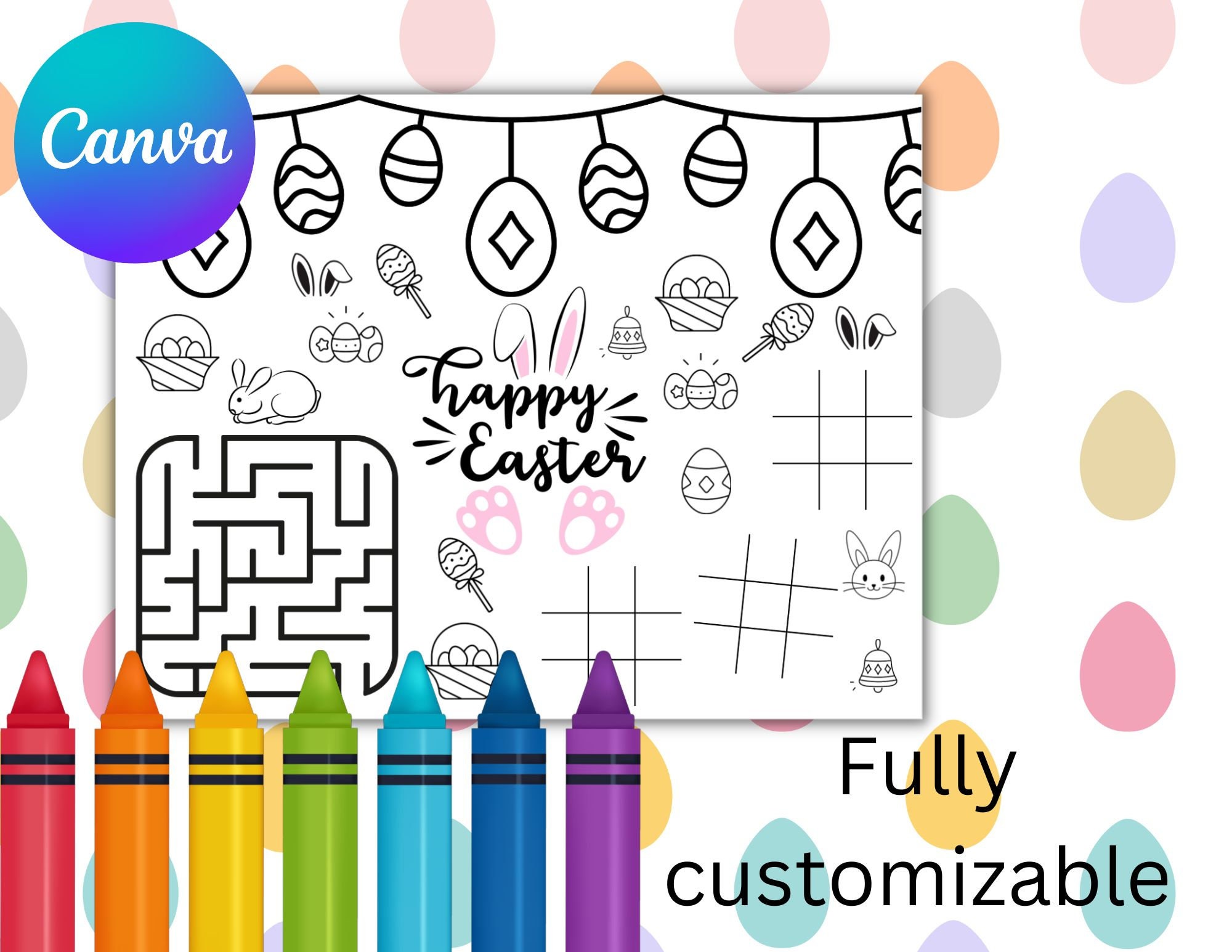 Easter Coloring Page Happy Easter Easter Activity Page for Kids - Etsy