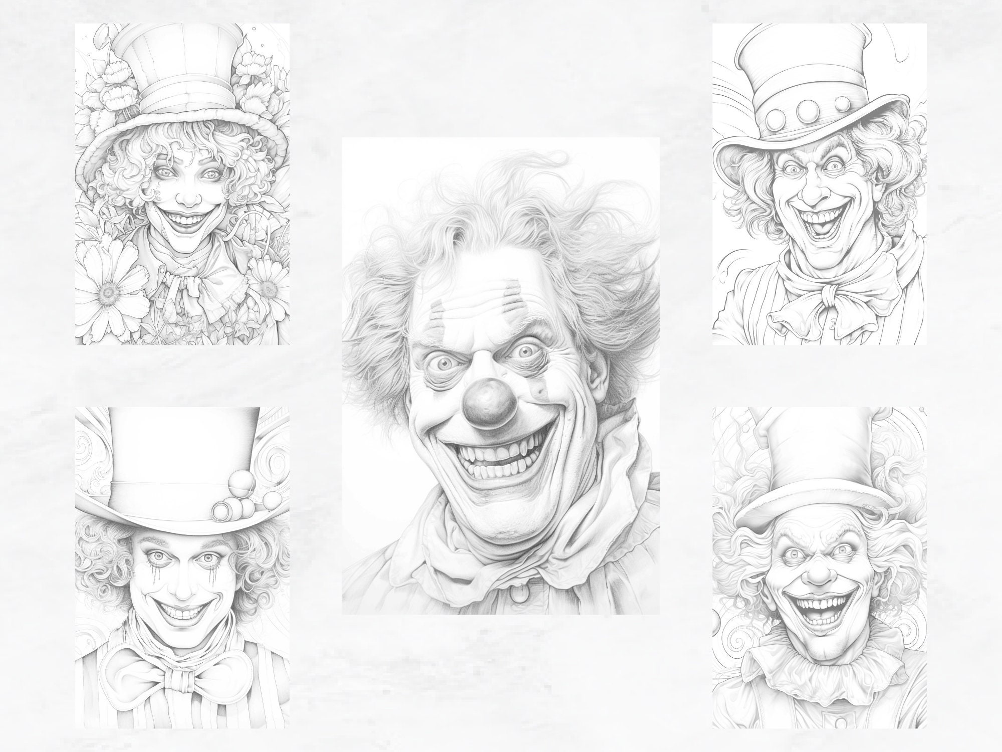 25 Coloring Pages Scary Clowns Coloring Book for Adults - Etsy
