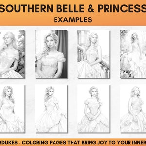 Southern Belle Coloring Pages, Wedding Dress Coloring Book for Adult ...