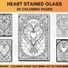 Stained Glass Hearts Coloring Pages, Valentines Day Adult Coloring Book ...