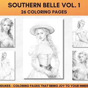 26 Southern Belle Coloring Pages, Wedding Dress Coloring Book for Adult ...