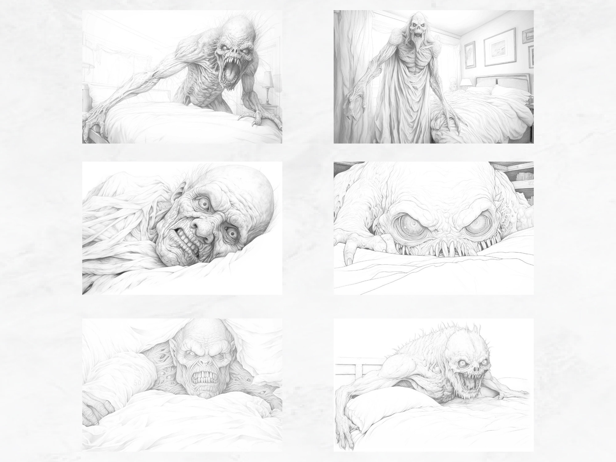 10 Coloring Pages Real Nightmare Coloring Book for Adults Grayscale ...