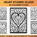 Stained Glass Hearts Coloring Pages, Valentines Day Adult Coloring Book ...