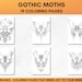 19 Gothic Moths Coloring Pages Grayscale, Halloween Coloring Book for ...