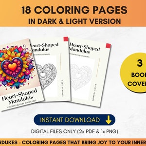 Mandala Hearts Coloring Pages, Valentines Day Adult Coloring Book, Love ...