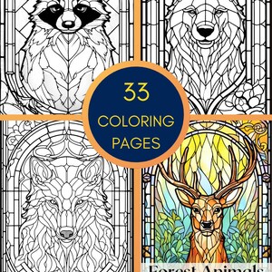 33 Stained Glass Coloring Pages of Forest Animals, Not Grayscale Adult ...