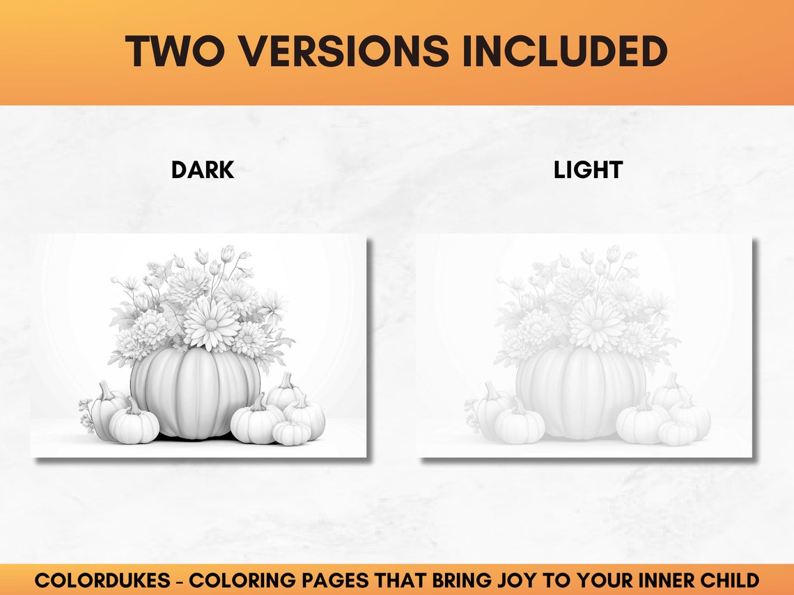 15 Flowers in Pumpkin Coloring Pages, Fall Grayscale Coloring for ...