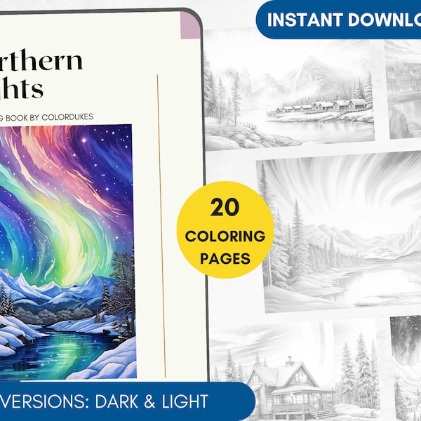 Aurora Borealis Coloring - Etsy