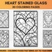 Stained Glass Hearts Coloring Pages, Valentines Day Adult Coloring Book ...
