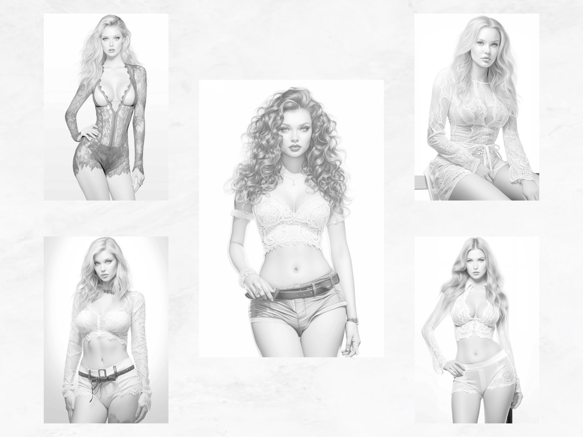 25 Coloring Pages Woman Lingerie Grayscale Adult Coloring Book Sexy Woman Coloring People