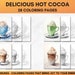 Hot Cocoa Coloring Pages, Watercolor Coloring Book in Grayscale, Winter ...