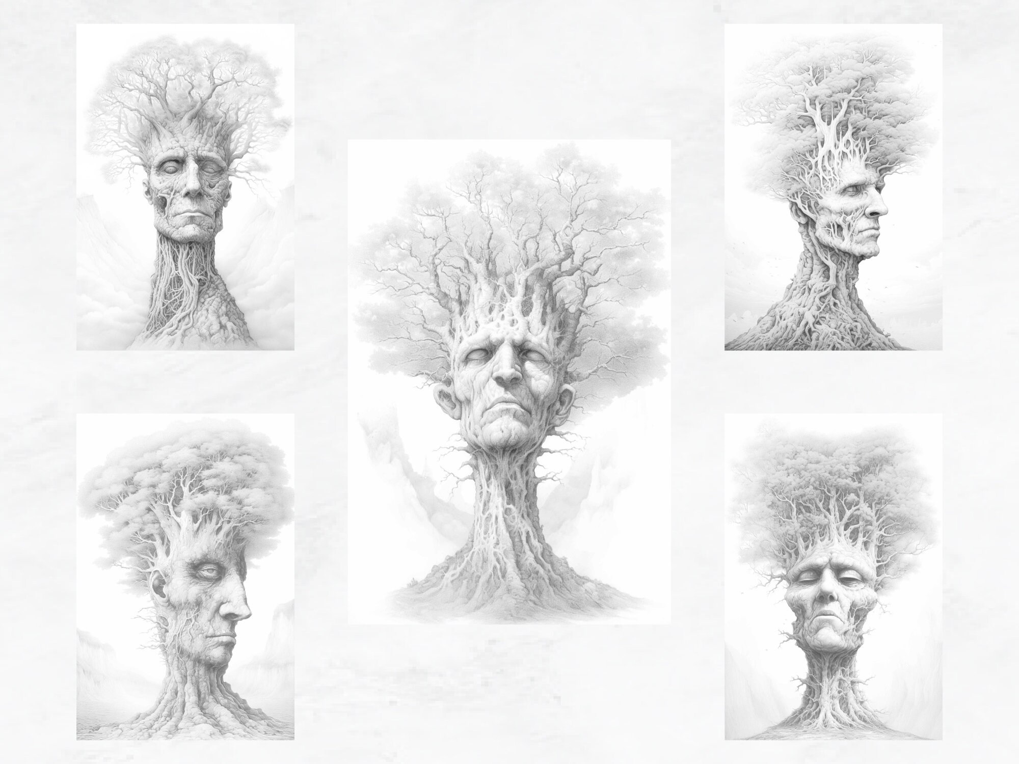 20 Coloring Pages Man Bewitched Into a Tree Coloring Book for - Etsy