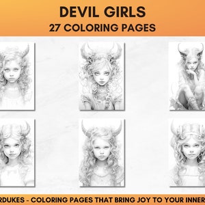 27 Devil Girls Coloring Pages for Adults, Realistic Halloween Coloring ...