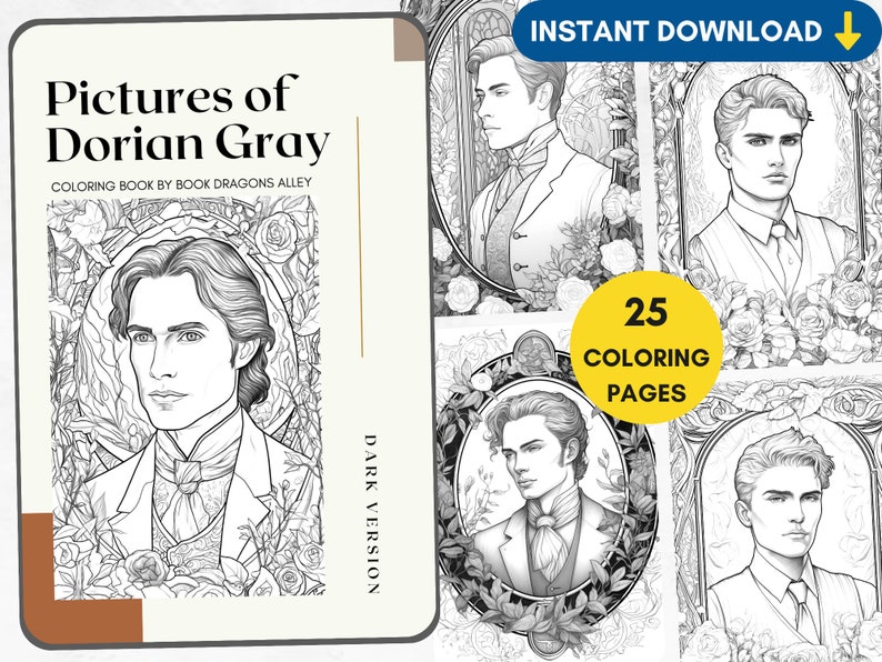 25 Coloring Pages Pictures of Dorian Gray Adult Coloring - Etsy