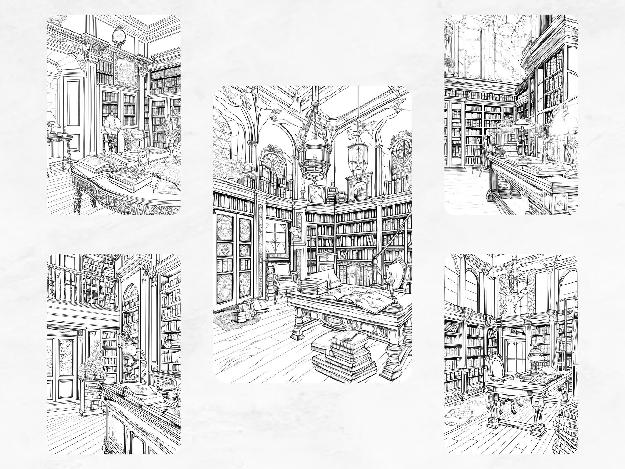 25 Coloring Pages Cozy Libraries Adult Coloring Book - Etsy Australia